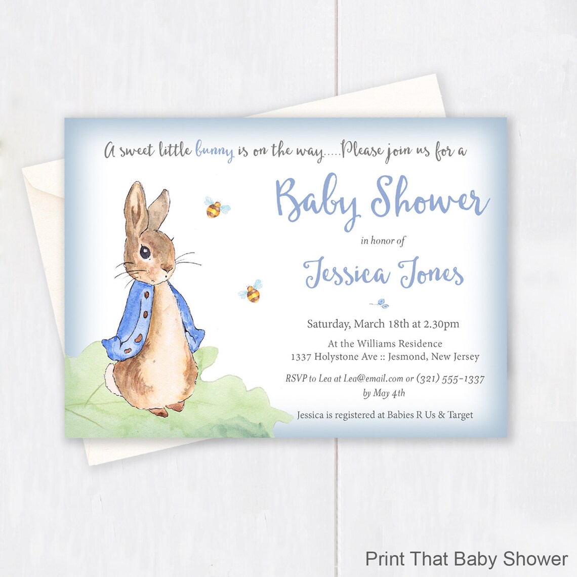 Peter Rabbit Baby Shower Invitation Peter Rabbit Invitation - Etsy