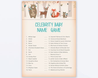 Celebrity Baby Shower Game Printable Woodland Celebrity Baby - Etsy