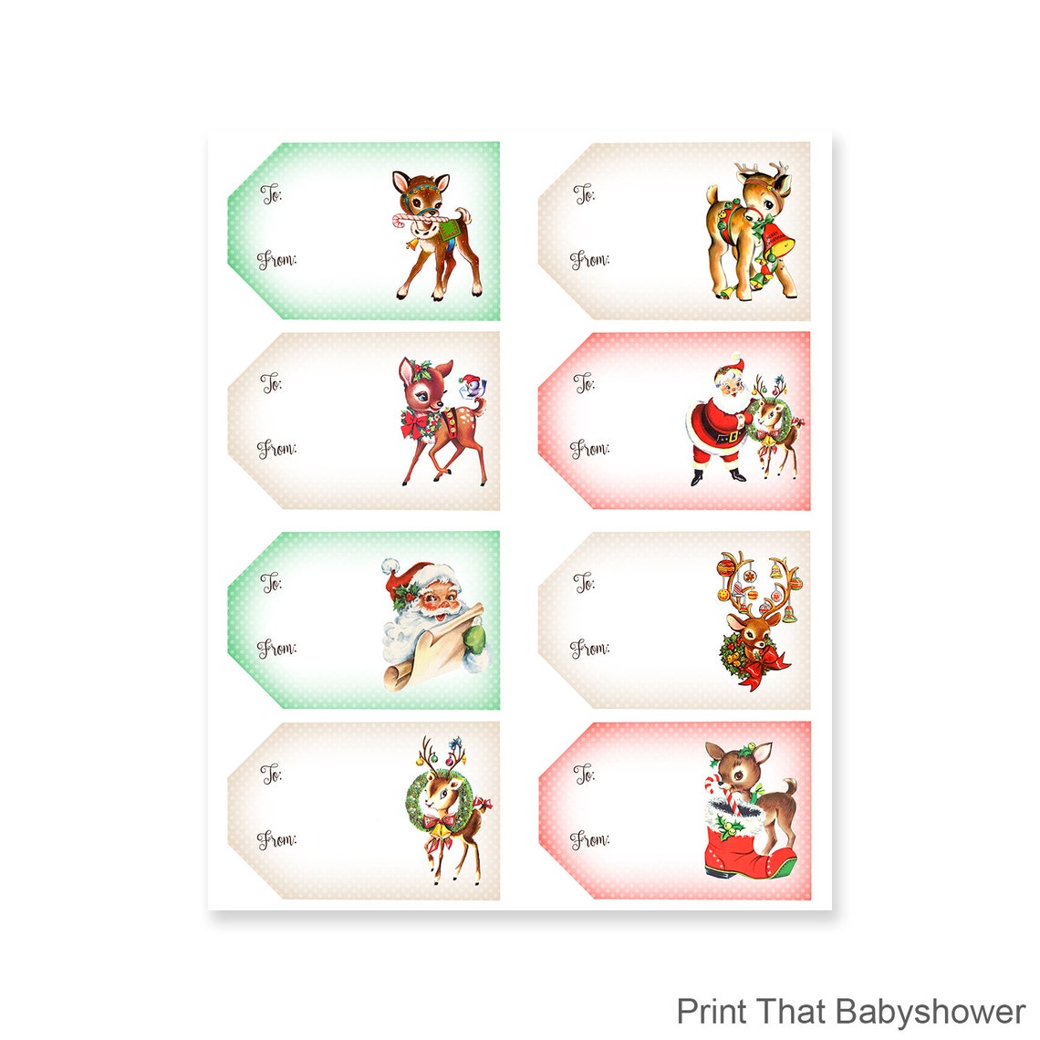 Printable Christmas Tags - Reindeer Gift Tags - Christmas Reindeer Tags ...