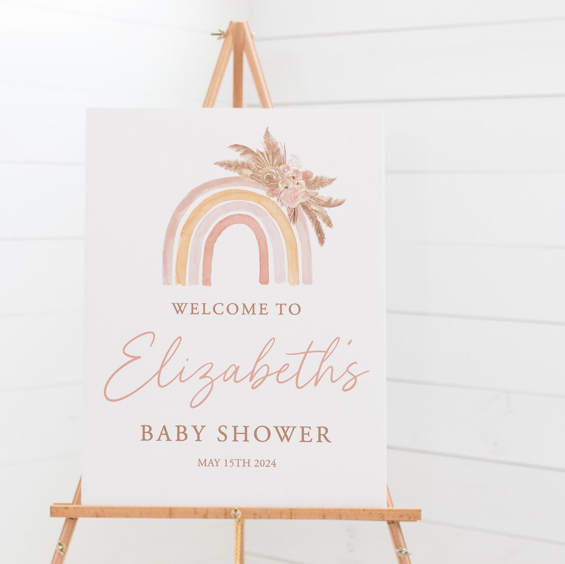 Baby Shower Welcome Sign, Boho Rainbow Baby Shower Printable Sign ...