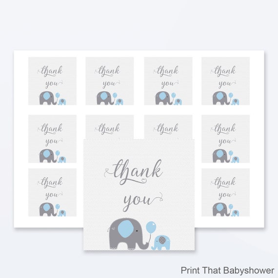 Baby Shower Favor Tag - Blue Elephant Baby Shower - Printable Favour ...