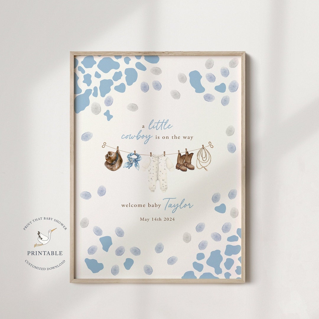 Baby Shower Fingerprint Guest Book - Cowboy Baby Shower - Personalized ...