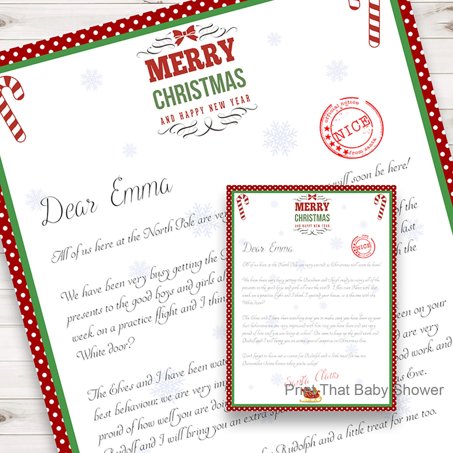 Personalized Letter From Santa Christmas Letter Printable | Etsy