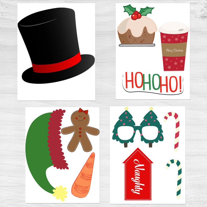 Christmas Photo Booth Props - 37 Christmas Props - Santa Claus - Mrs ...