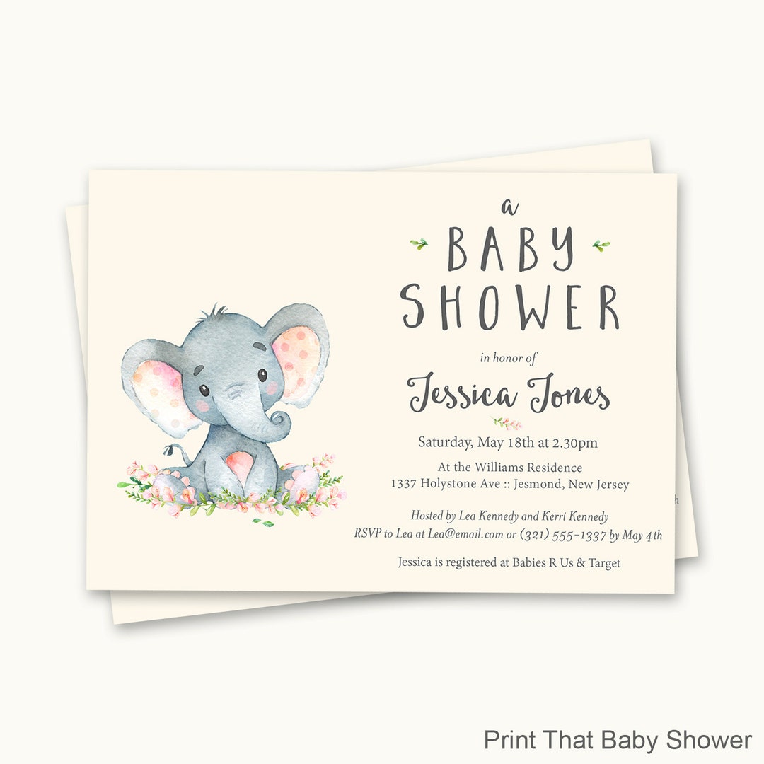 Elephant Baby Shower Invitations - Elephant Baby Shower - Printable ...