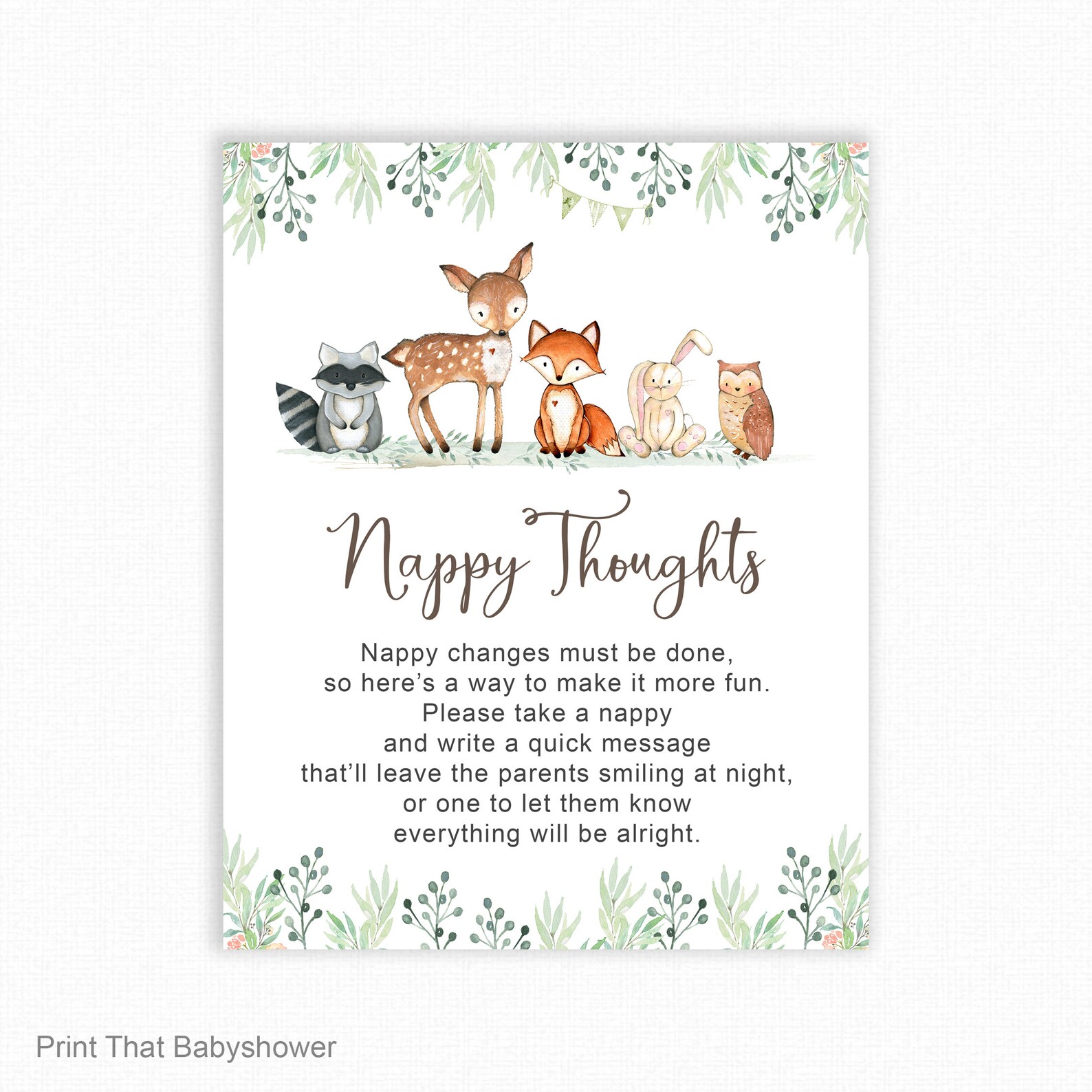 Baby Shower Game - Diaper Thoughts - Nappy Thoughts - Write on Diaper ...