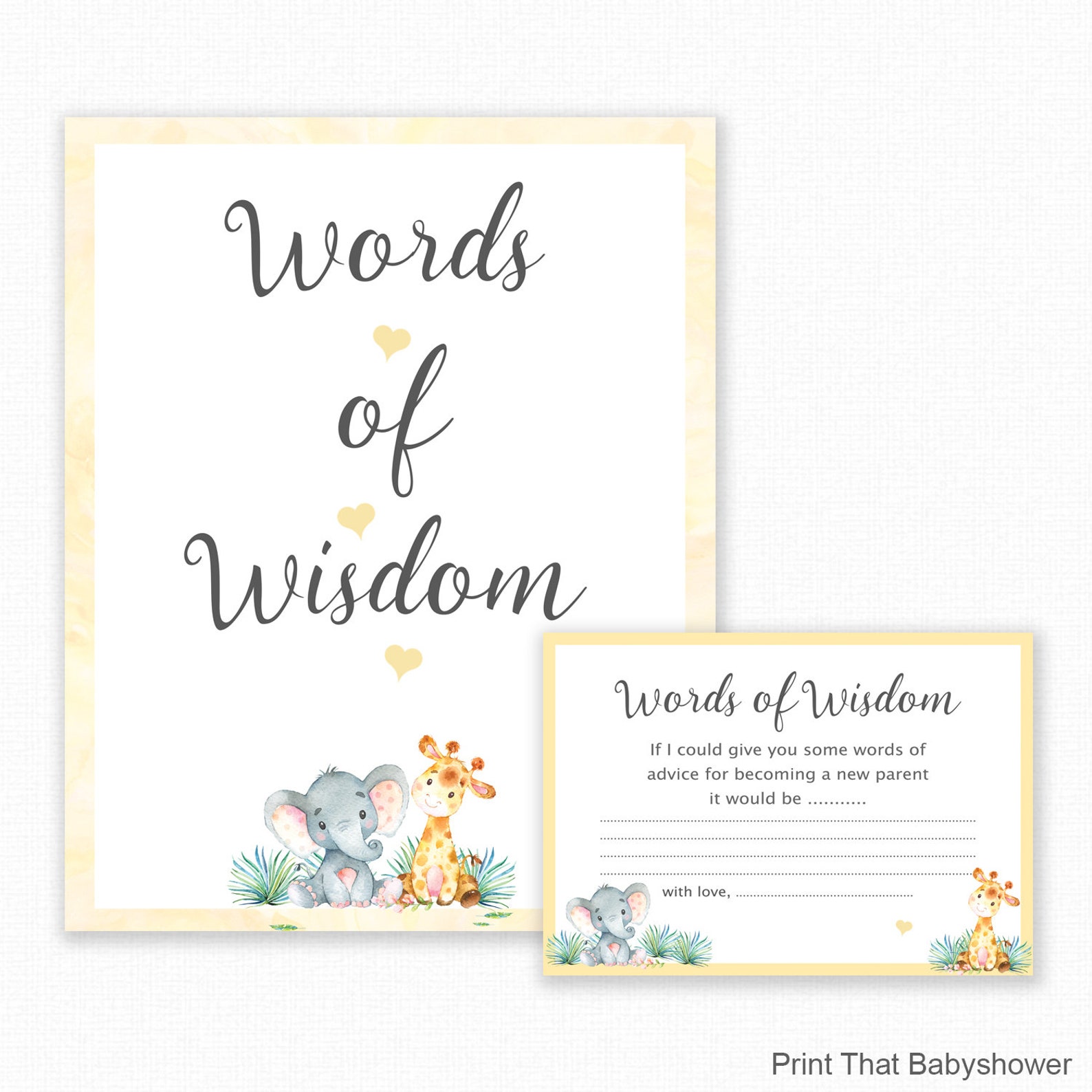 Baby Shower Games Baby Words Of Wisdom Baby Advice Cards | Etsy