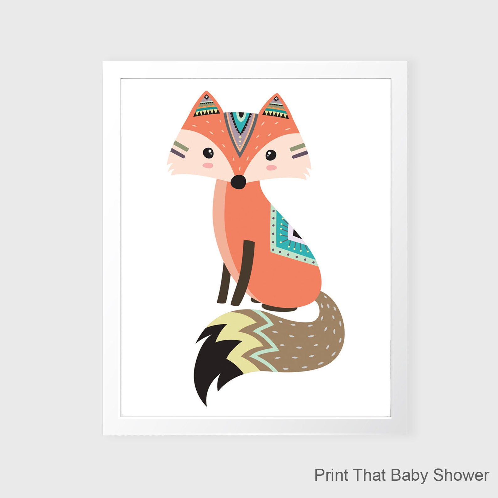 Fox Wall Art Fox Nursery Decor Nursery Art Tribal Fox | Etsy