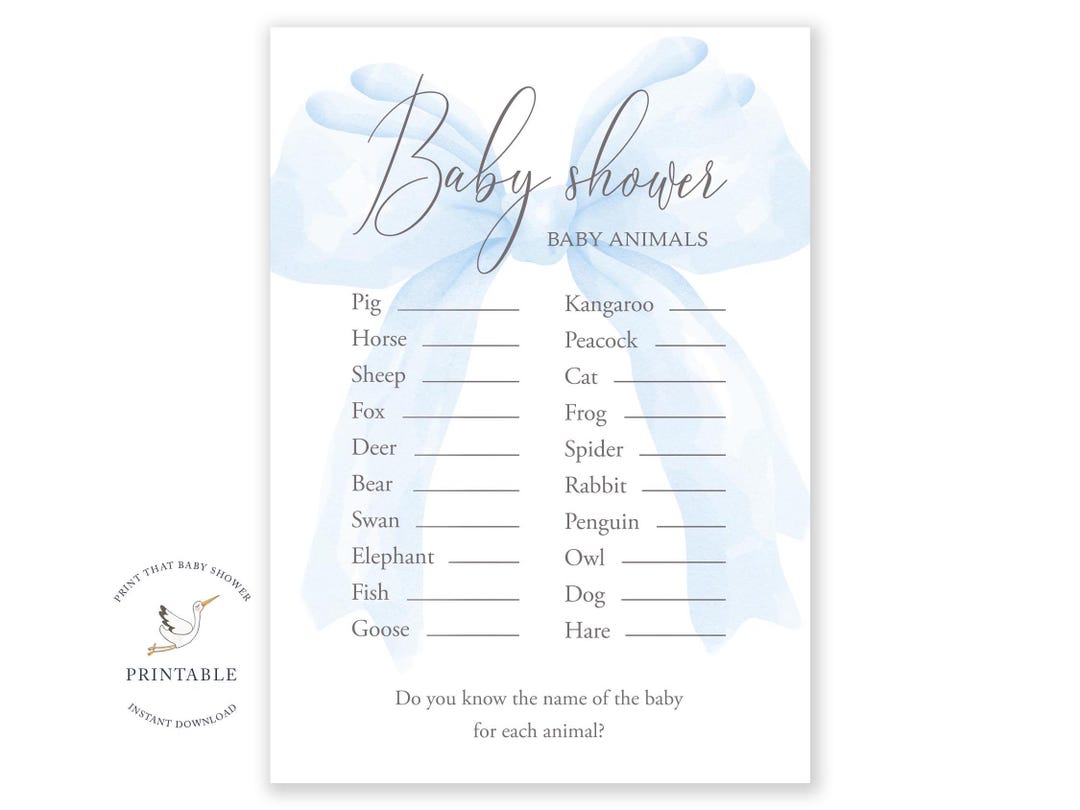 Baby Shower Games - Baby Animals Name Game - Coquette Baby Shower ...