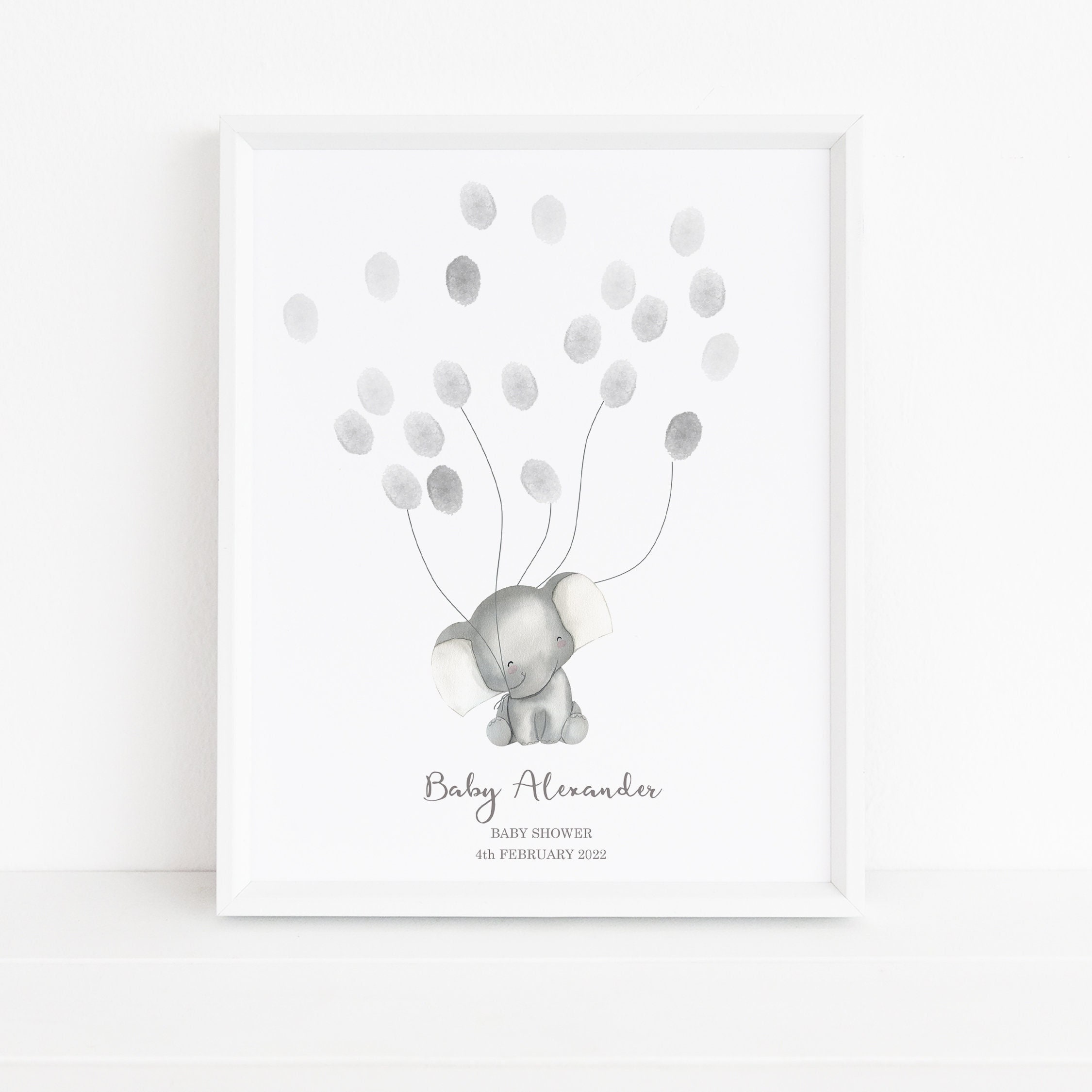 Baby Shower Fingerprint Guest Book - Elephant Baby Shower ...