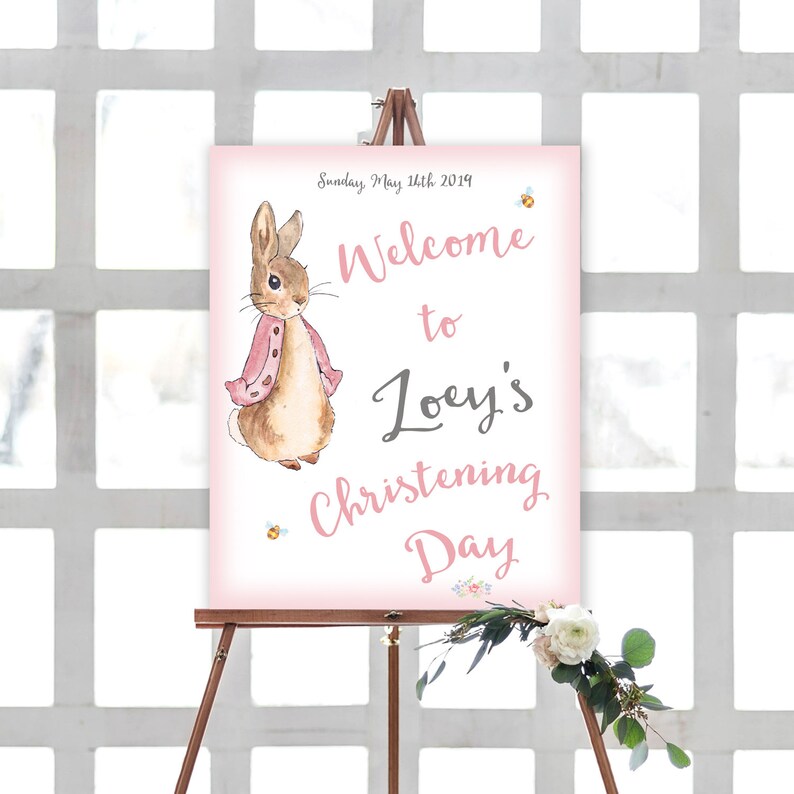 Christening Welcome Sign Peter Rabbit Christening - Etsy UK
