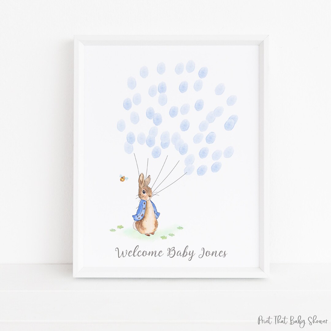 Baby Shower Fingerprint Guest Book - Peter Rabbit Baby Shower ...