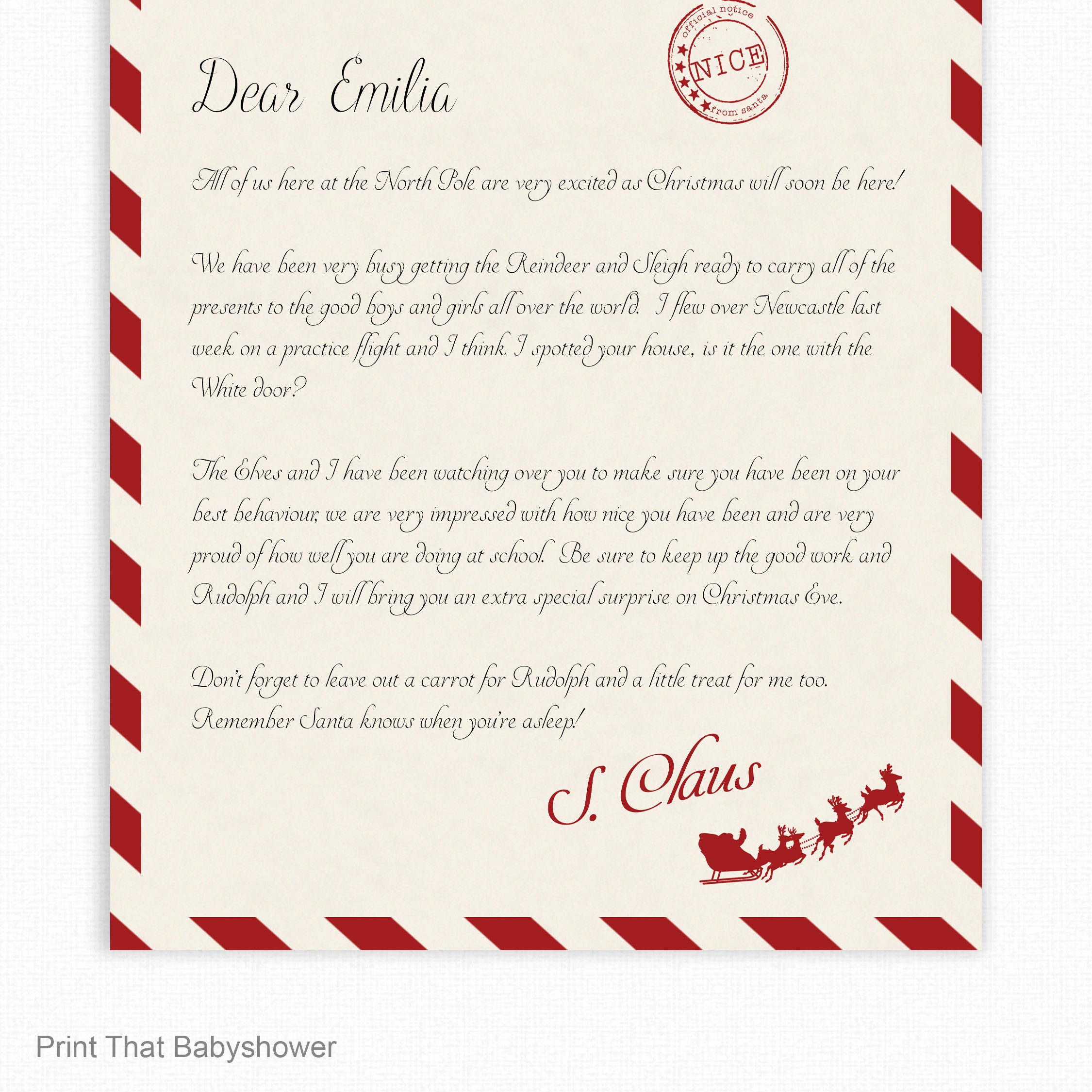 Personalized Letter From Santa Christmas Letter Printable Download ...