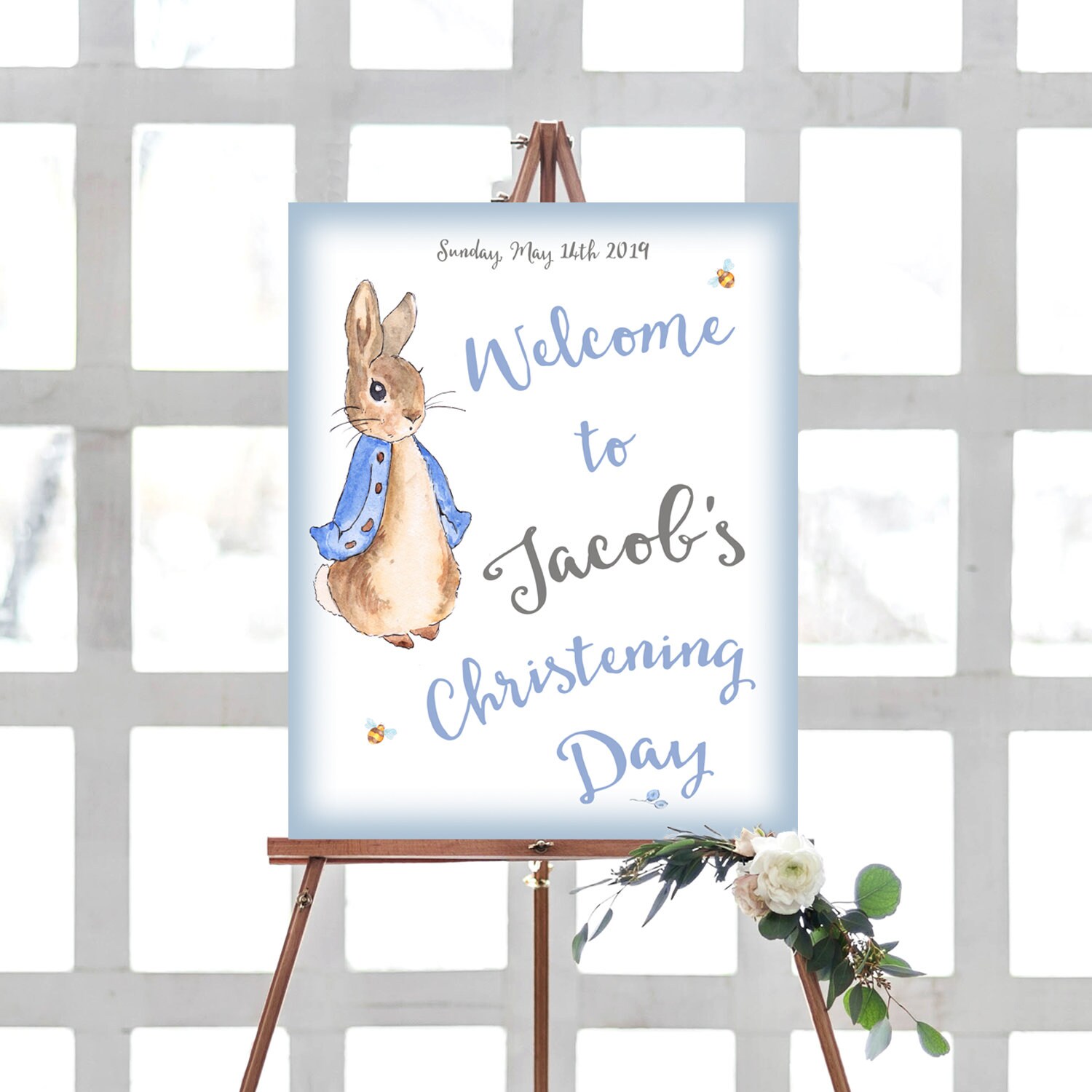 Christening Welcome Sign - Peter Rabbit Christening - Personalized ...