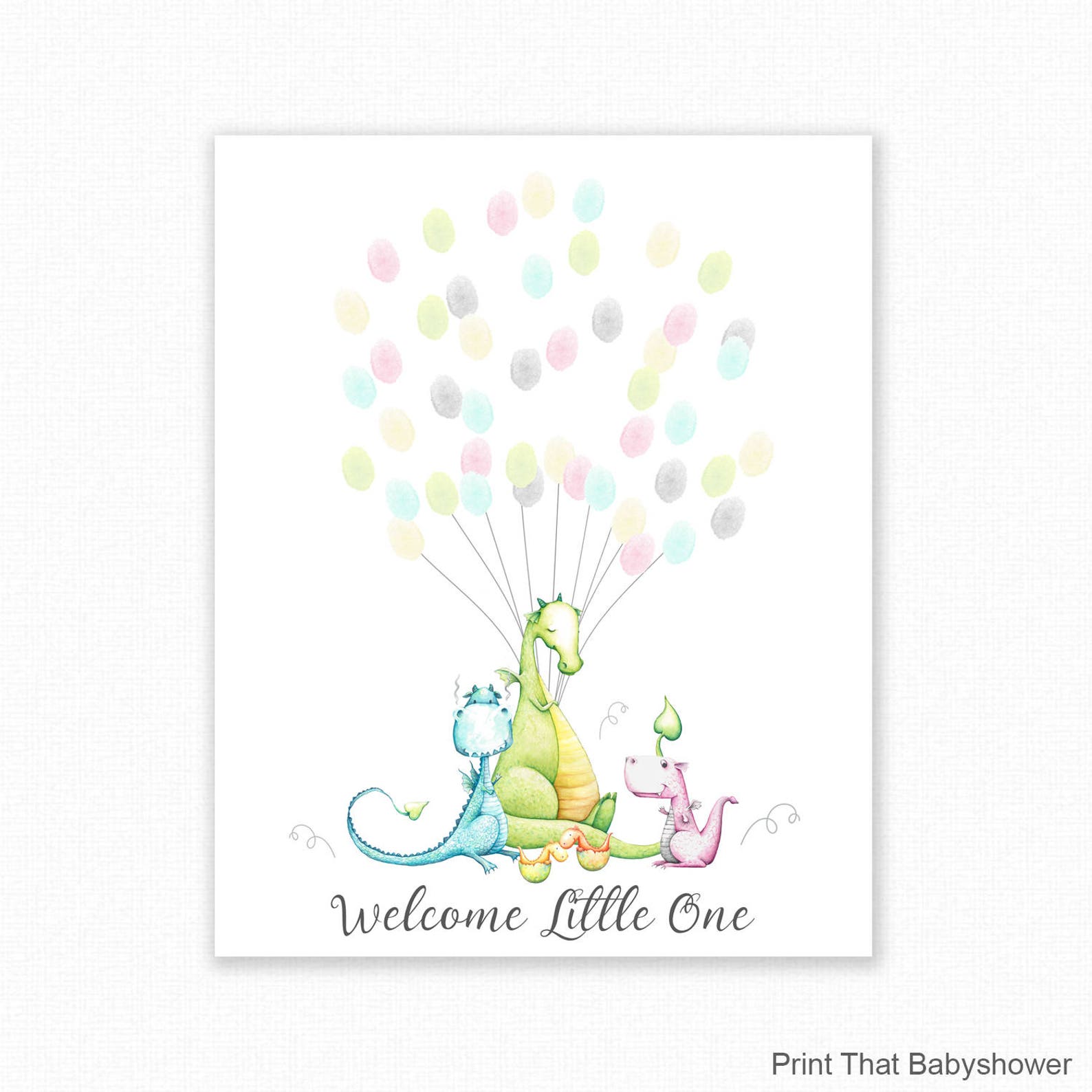 Baby Shower Fingerprint Guest Book Dragon Baby Shower Boy | Etsy