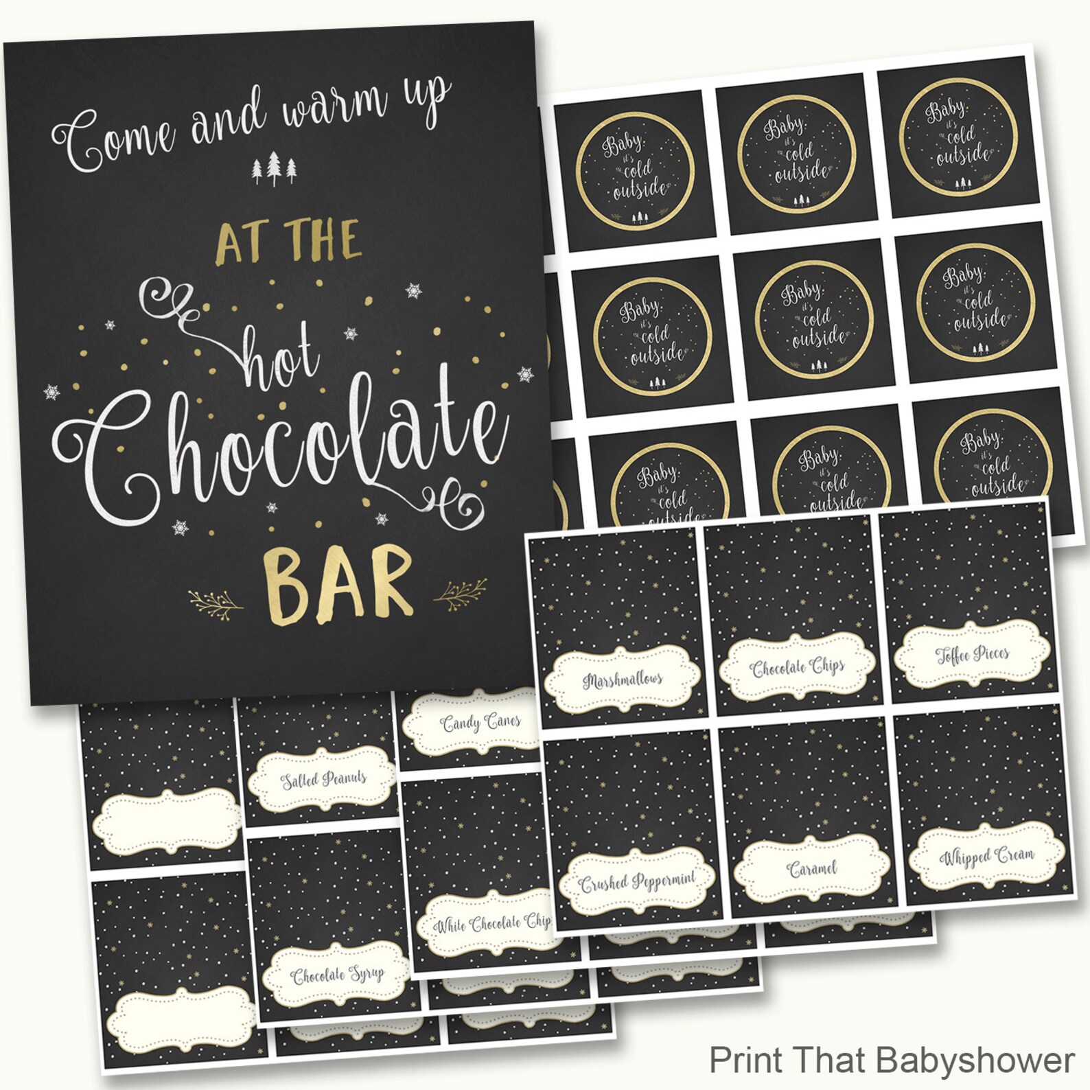 Hot Chocolate Bar Printable Set Hot Cocoa Party Cocoa Bar - Etsy
