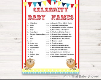 Baby Shower Games Celebrity Baby Names Game Woodland Baby | Etsy