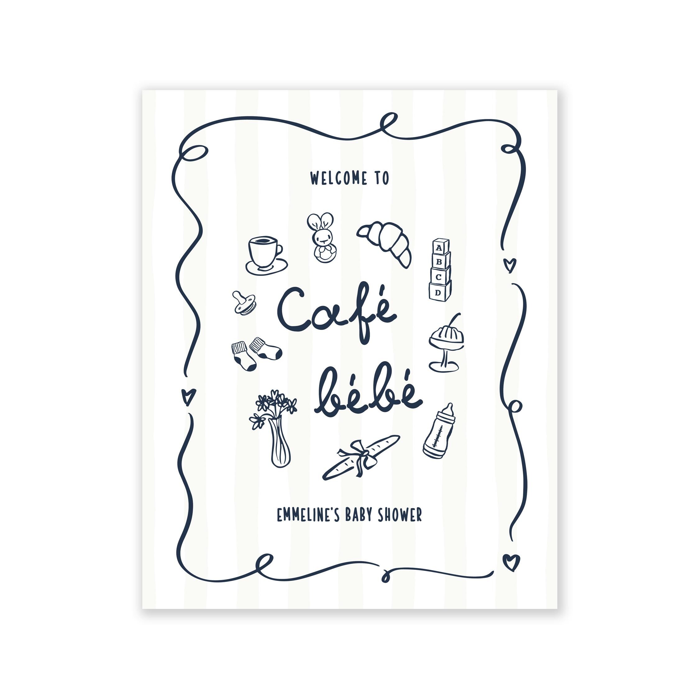 Baby Shower Welcome Sign | Personalised | Café Bébé Printable Sign ...