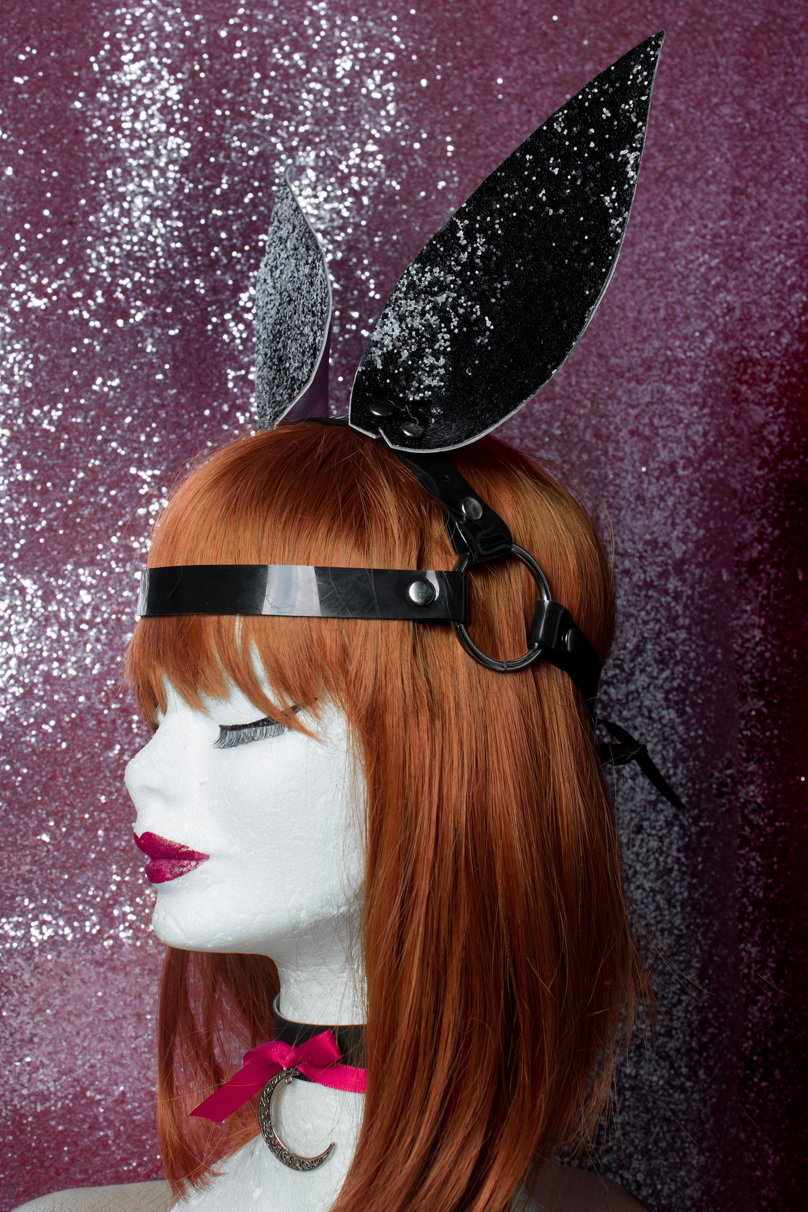 Glitter Bunny Rabbit Ears Pvc Fetish Headpiece Head Harness | Etsy