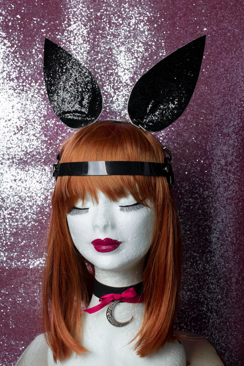 Glitter Bunny Rabbit Ears Pvc Fetish Headpiece Head Harness | Etsy