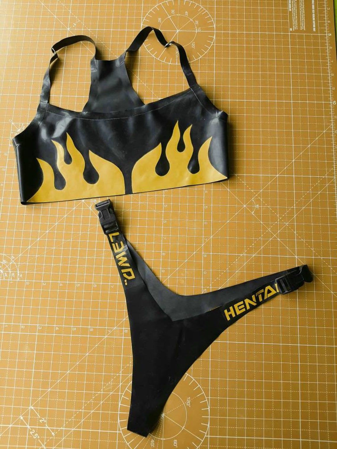 Neon Hentai Lewd Latex Thong Bra Not Included Bikini Etsy