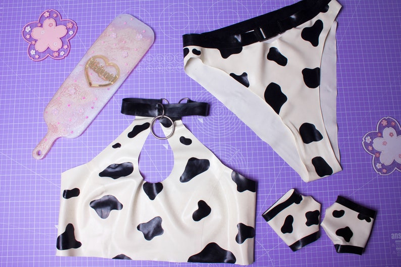 Cow Print Latex Keyhole Bra KNICKERS NOT INCLUDED Sports - Etsy UK