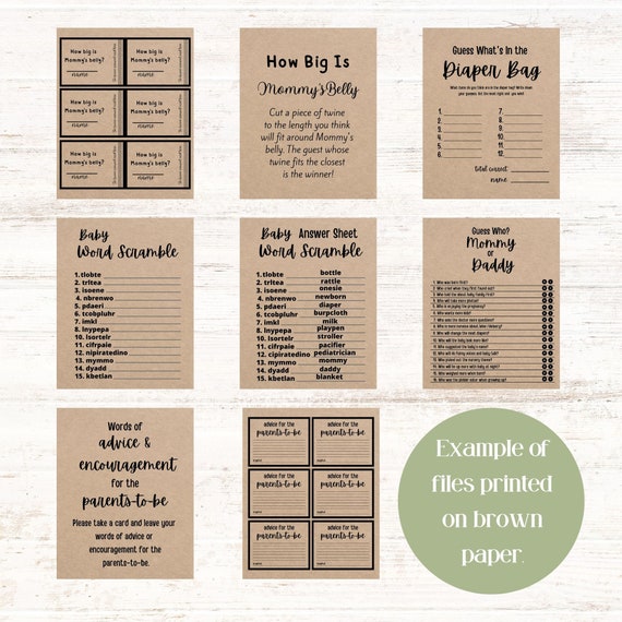 Black Font Baby Shower Game Digital Download - Etsy