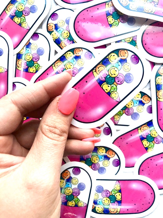 Happy Pill Sticker - Etsy