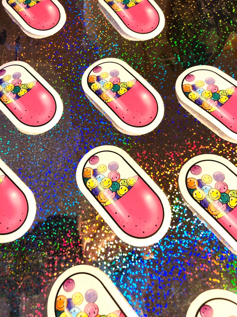 Happy Pill Sticker | Etsy