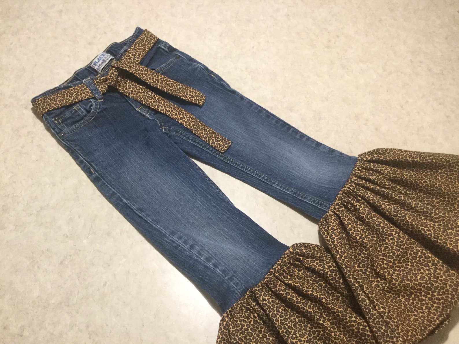 Sizes 2-14, Adorable Girls Leopard Print Denim Jeans, Bell Bottom Jeans ...
