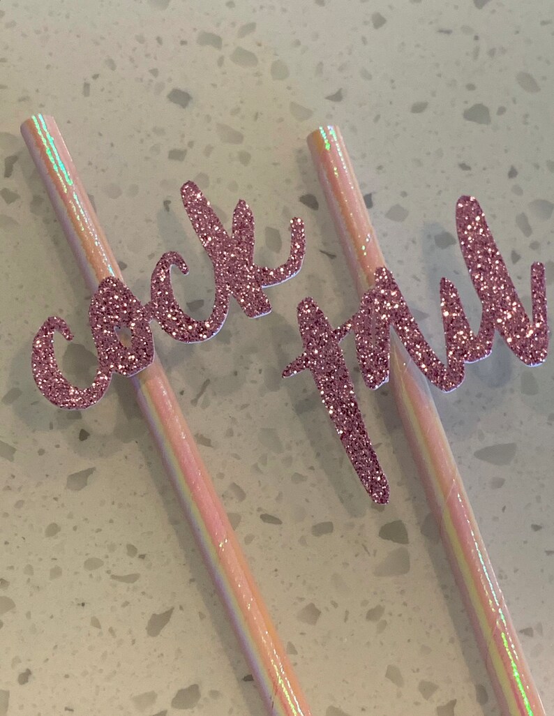 Cocktail Party Paper Straws, Set of 10 Pink, Light Pink, Silver ...