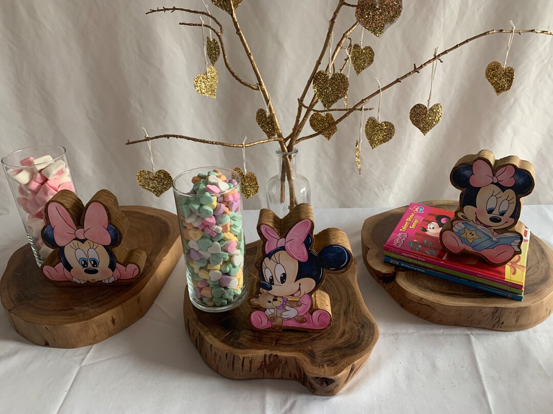 Handmade Wooden Baby Minnie Mouse Set – Pink Party Trio for Baby ...