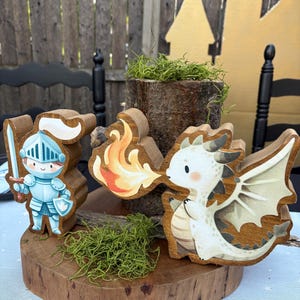 Knights & Dragons Set of 3 Dragons 2 Knights Castle and King Handmade ...