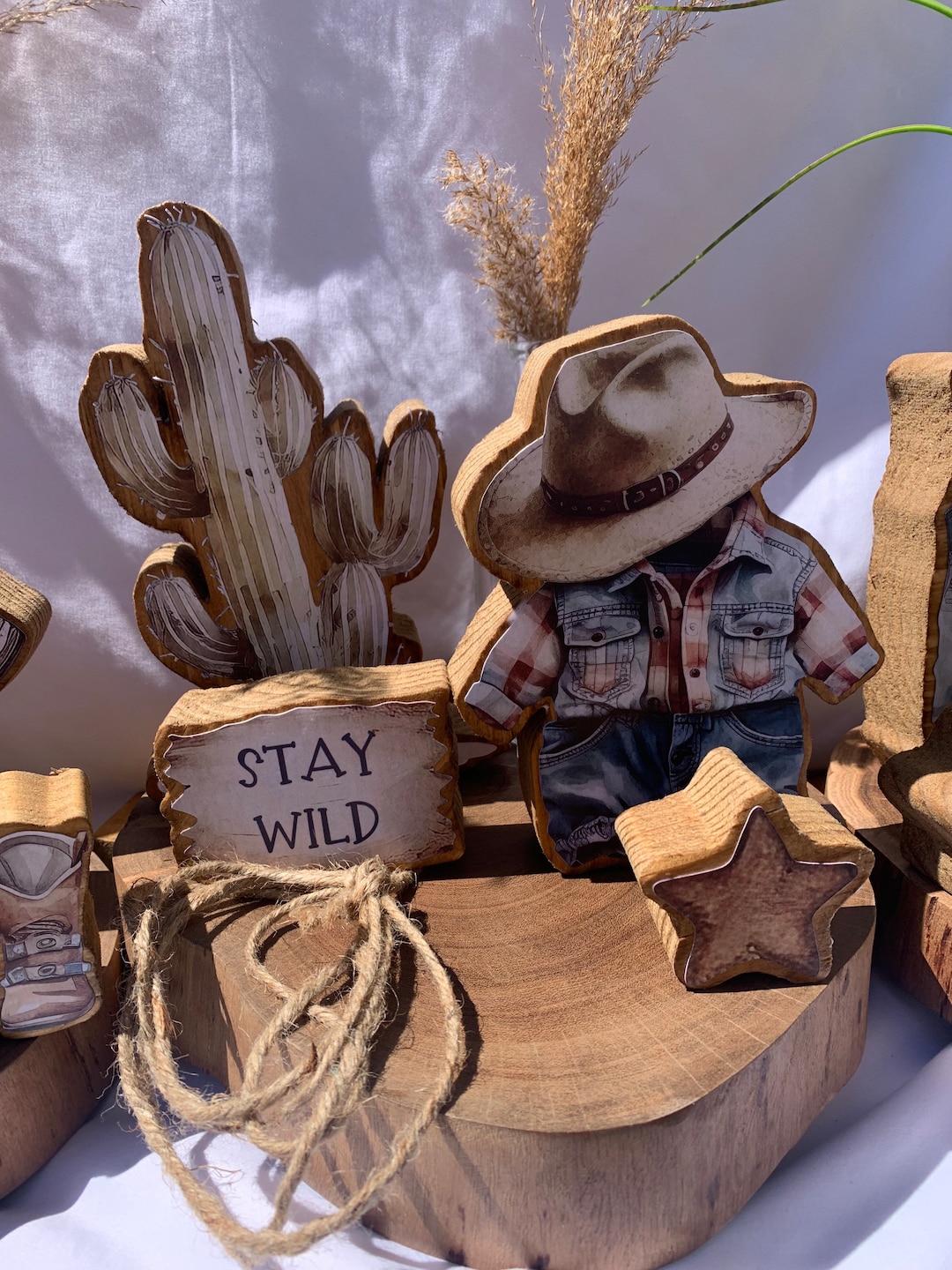 Set# 2) BOHO Western Cowboy Centerpiece Sets: Cowboy, Horse, Cactus ...