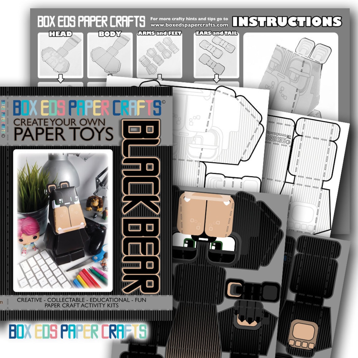 Paper Toy Craft Activity Black Bear Super D.I.Y Kids Craft Gift 50% of ...