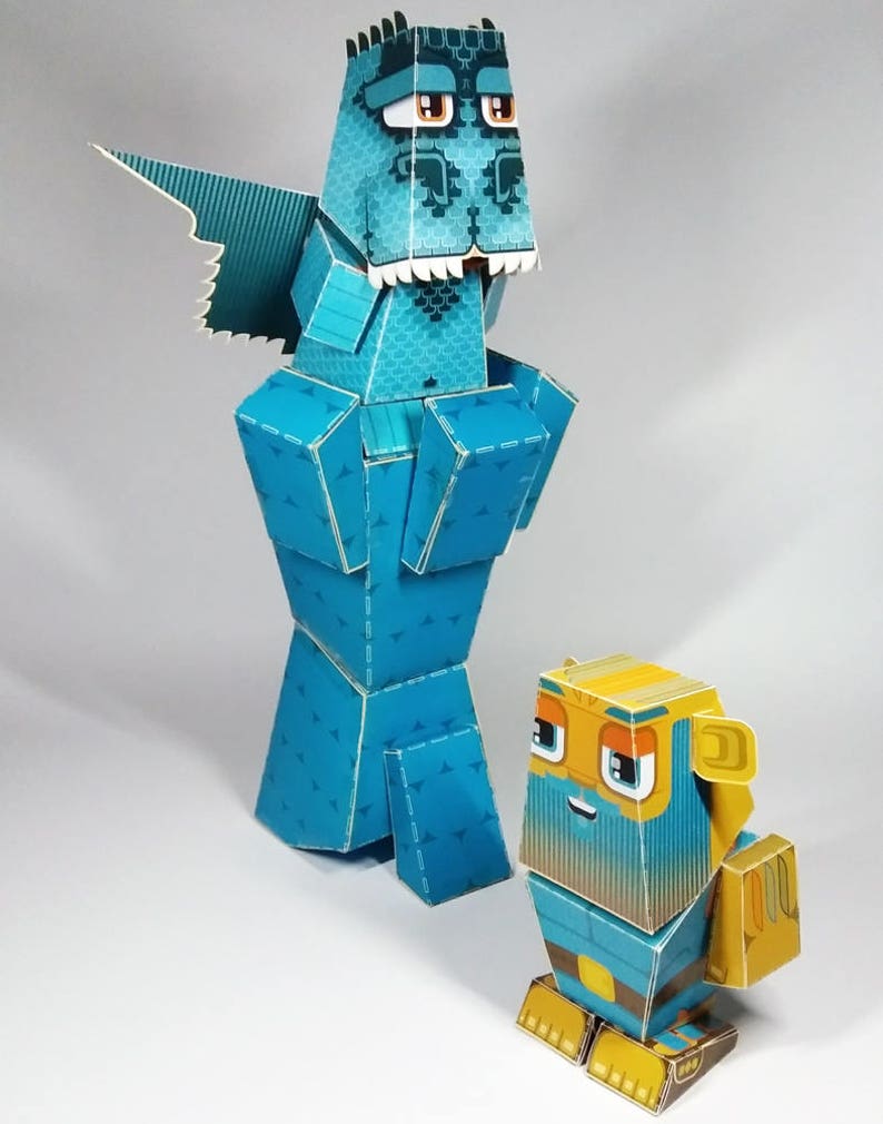 Printable Dragon Paper Toy Craft Activity: Orange and Blue Tribe ...