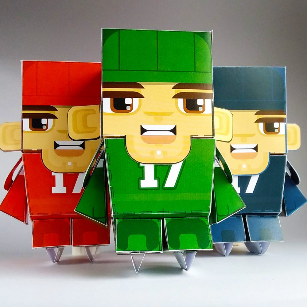 Printable Paper Craft Activity Green Ice Hockey Player 50% - Etsy