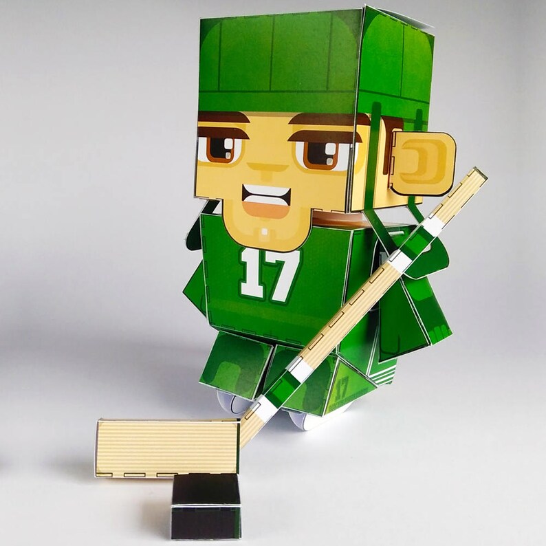 Printable Paper Craft Activity Green Ice Hockey Player 50% - Etsy