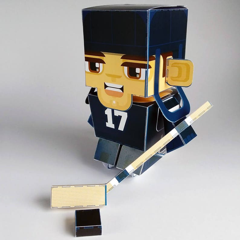 Printable Paper Craft Activity Blue Ice Hockey Player 50% of - Etsy