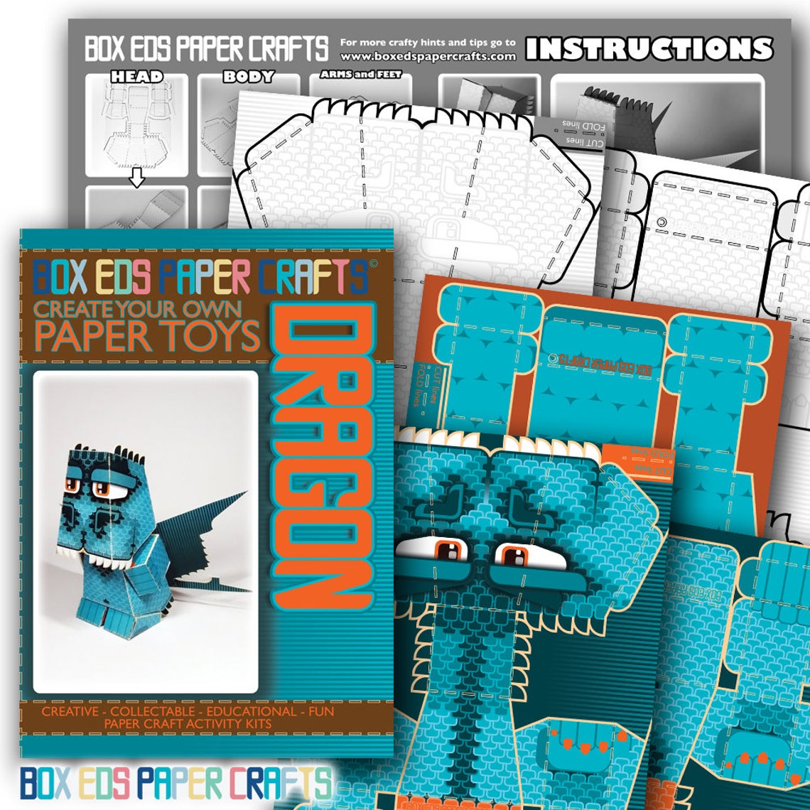 Printable Dragon Paper Toy Craft Activity: Orange and Blue Tribe ...
