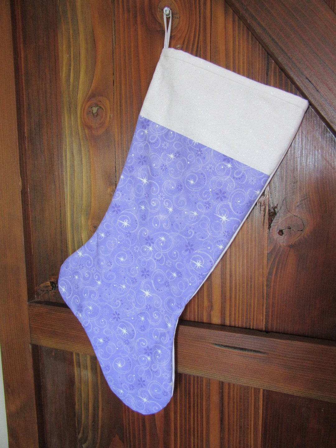 Quilted Purple Christmas Stocking, Purple Starry Night Christmas ...