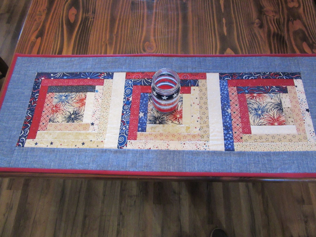 Patriotic Quilted Table Runner, Approx. 40inches by 15 Inches ...