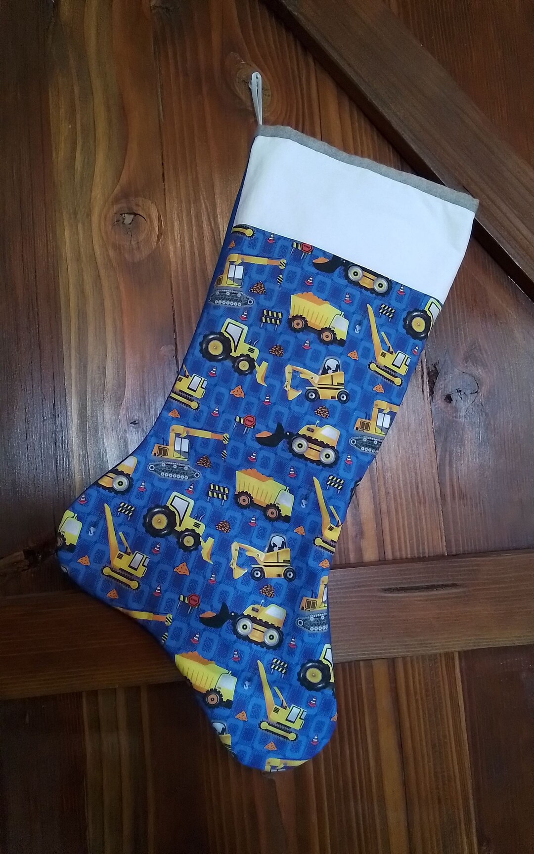 Quilted Tractor Christmas Stocking, Little Boy Stocking, Construction ...