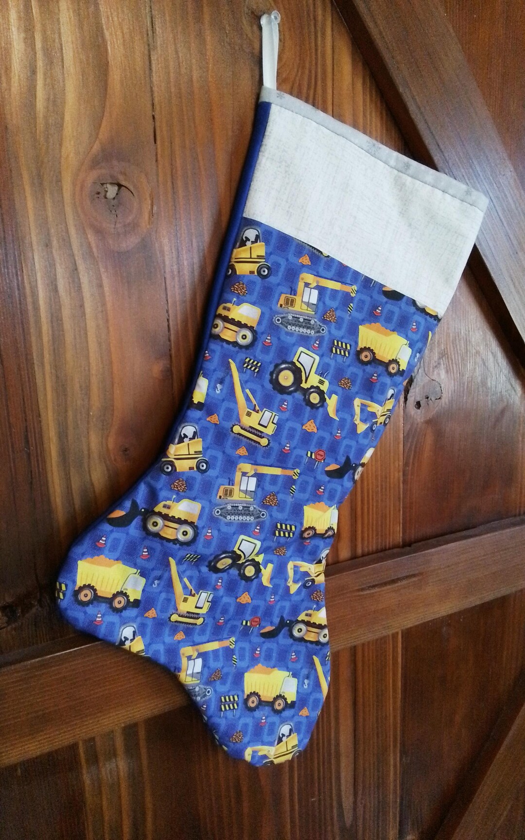 Quilted Tractor Christmas Stocking, Little Boy Stocking, Construction ...