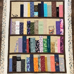 Book Shelves Embroidered and Pieced Throw Quilt, 52” X 40” - Etsy