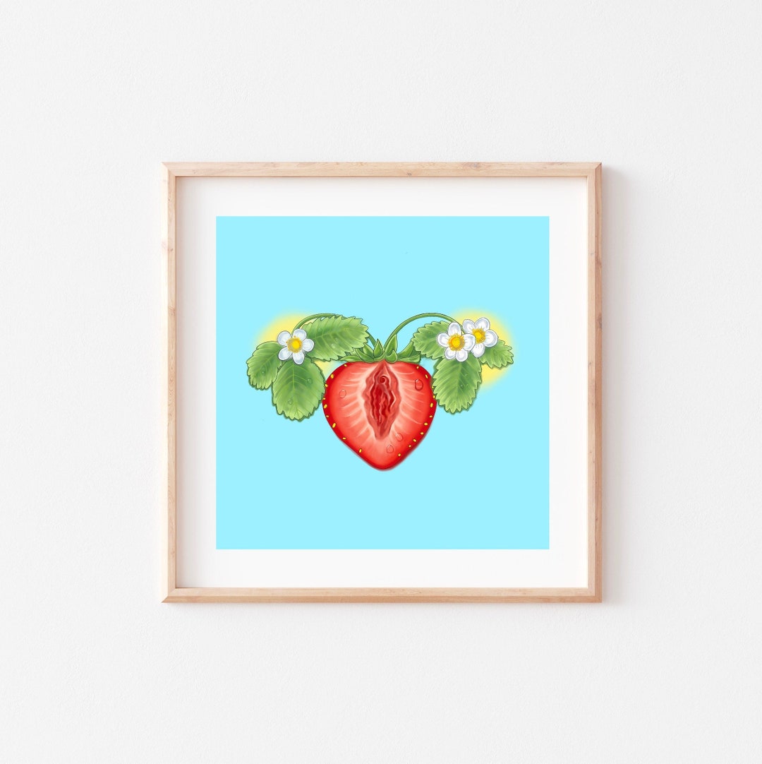 Strawberry Fruit Uterus Print, Vulva Art Print, Yoni Fruit, Vagina Art ...
