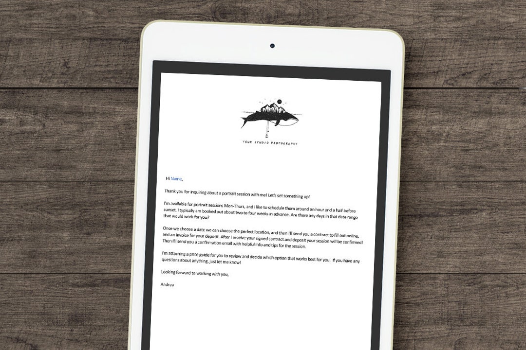 Portrait Email Templates for Photographer Business- Word - Etsy
