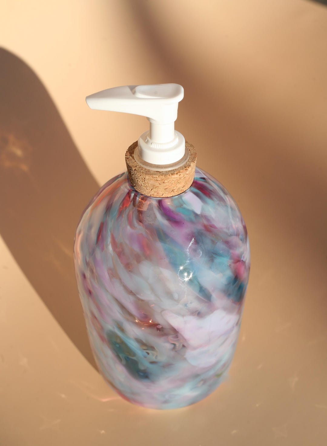 Hand-blown Glass Soap & Lotion Dispenser in Pastel Smoke - Etsy