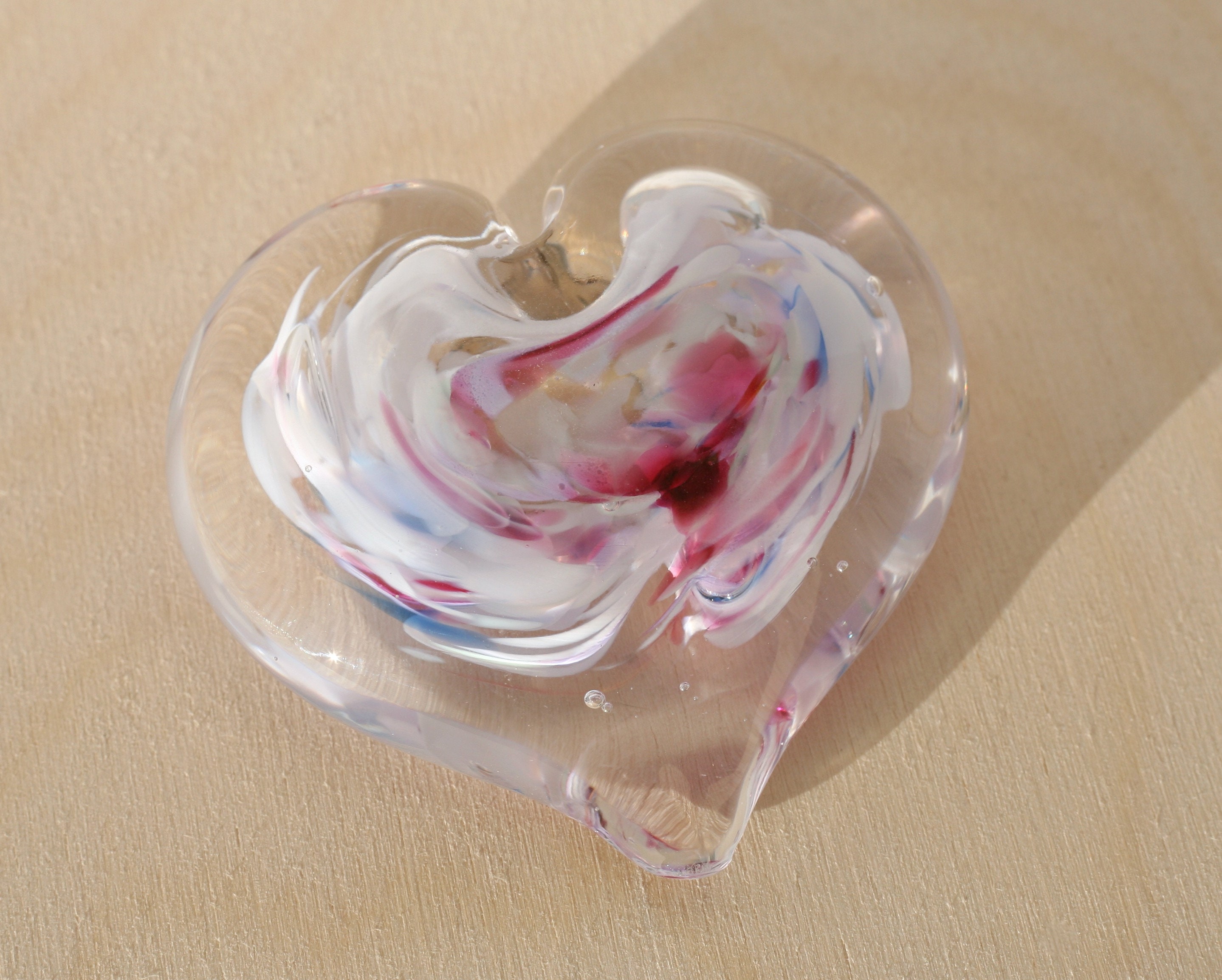 Hand-made Glass Heart Paperweight in Spring Breeze - Etsy
