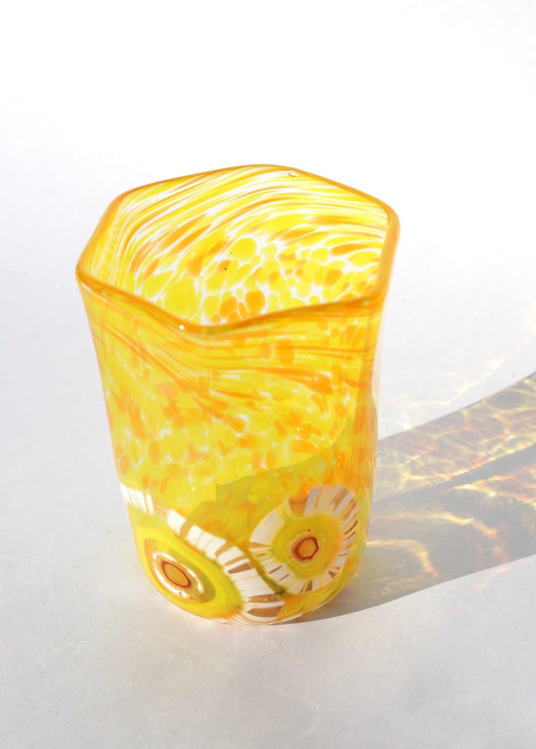 Hand-blown Hexagon Glass Cup in Brillaint Honey - Etsy